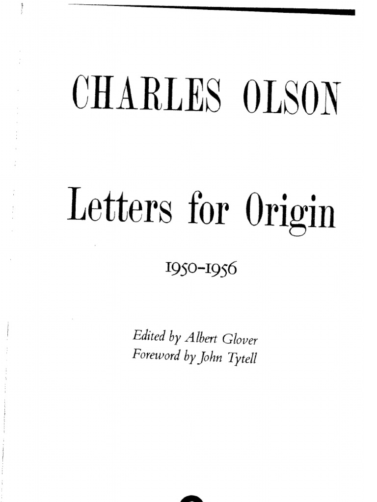 Charles Olson Letters For Origin 1950-1956 1988 | PDF | Poetry