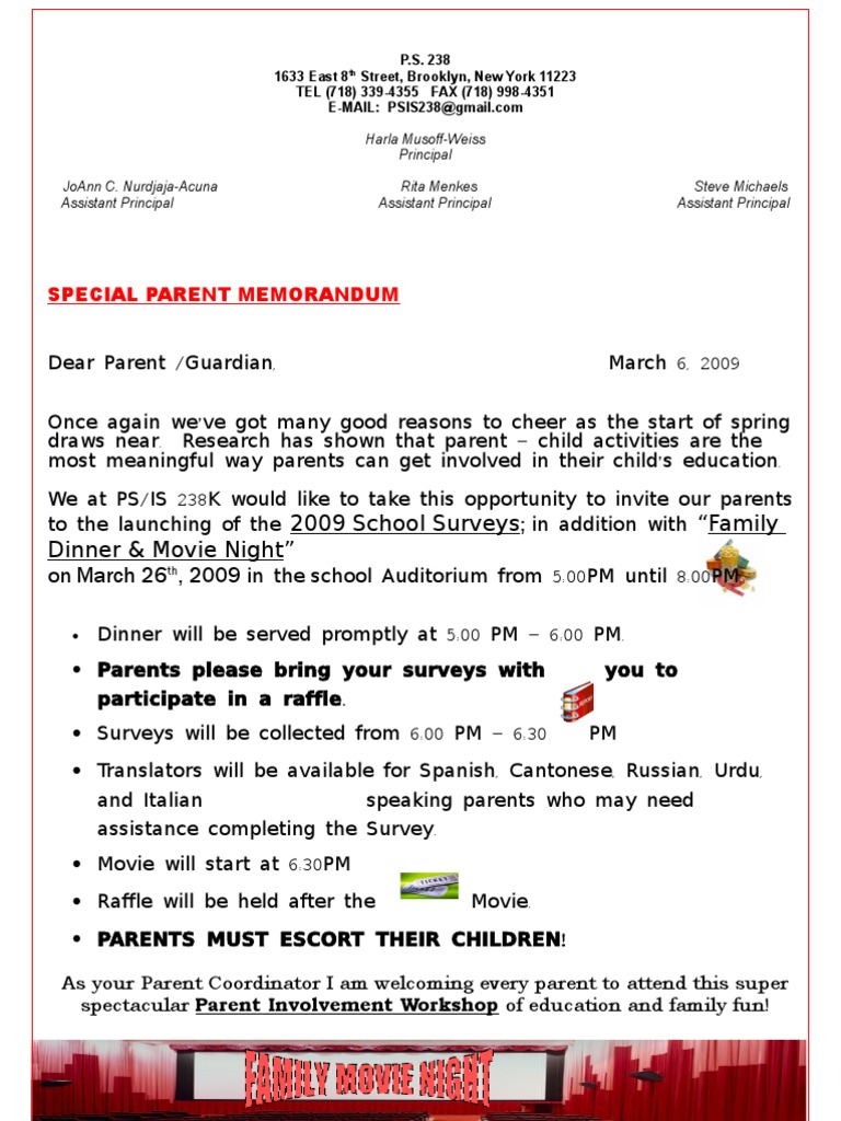 Parent Involvement Night Invitation | PDF