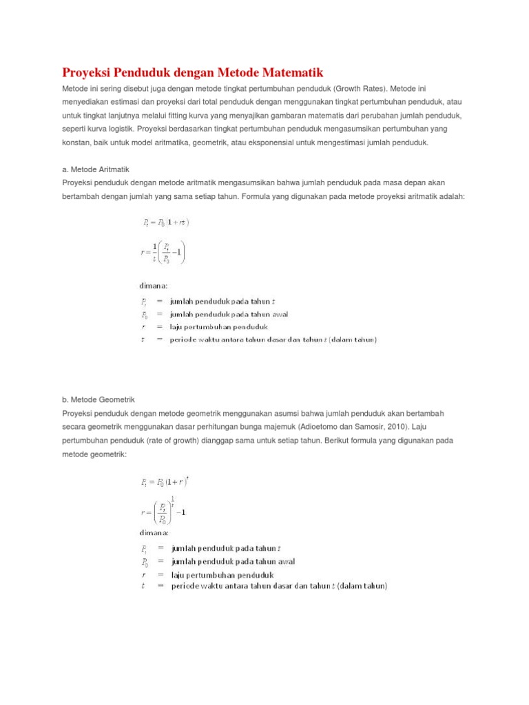 Rumus Proyeksi Penduduk | PDF
