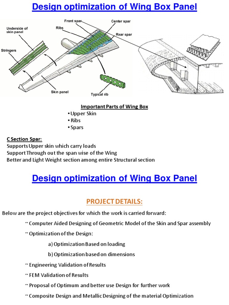 Important Parts of Wing Box: - Upper Skin - Ribs - Spars | PDF