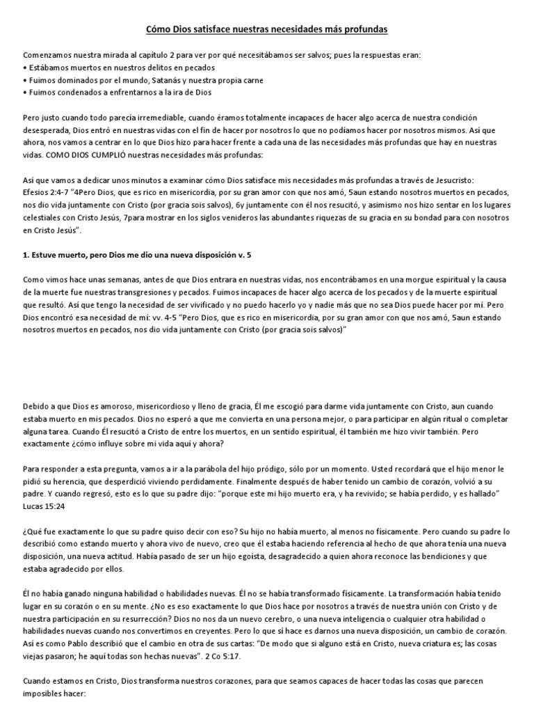 Cómo Dios Satisface Nuestras Necesidades Más Profundas | PDF | Cristo ...