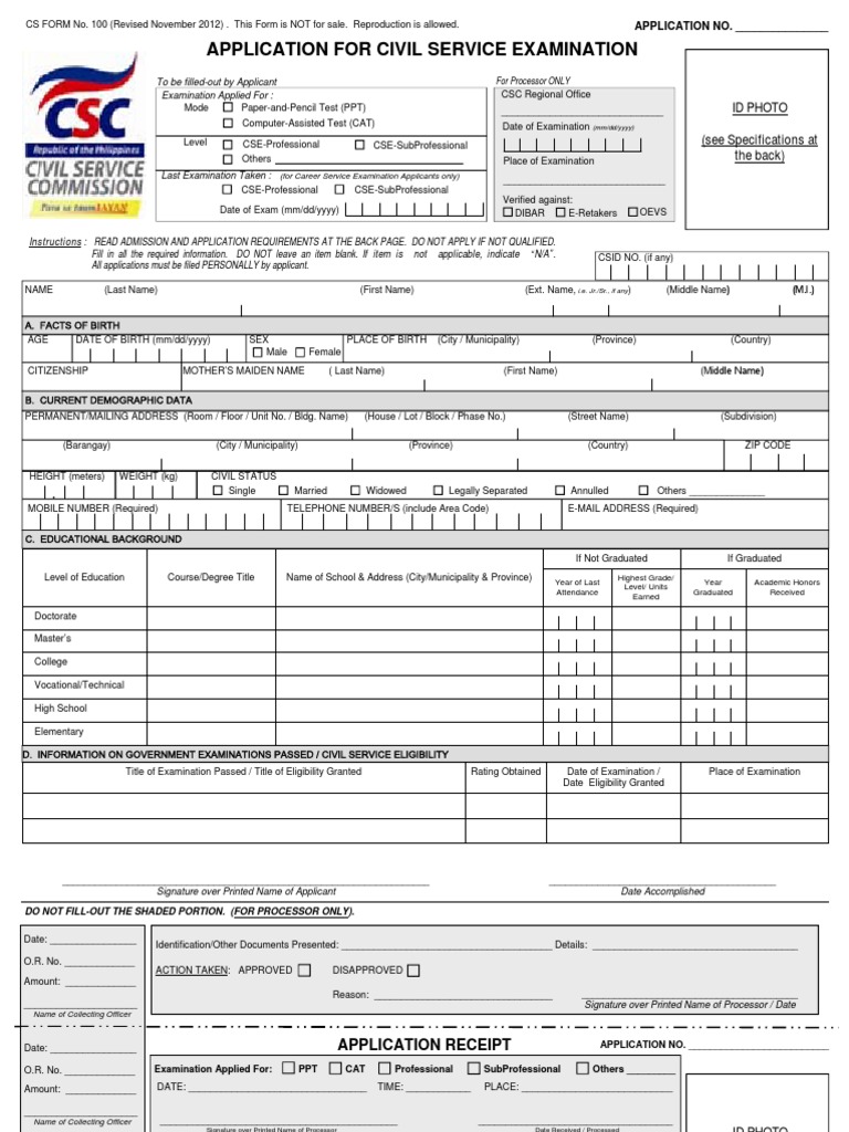 Cs Form 100 Rev Nov 2012 | PDF