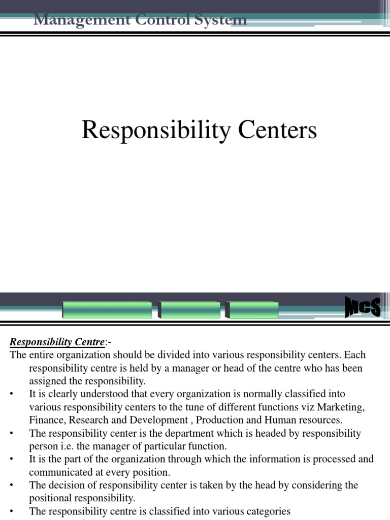Responsibility Centers | PDF | Profit (Accounting) | Revenue