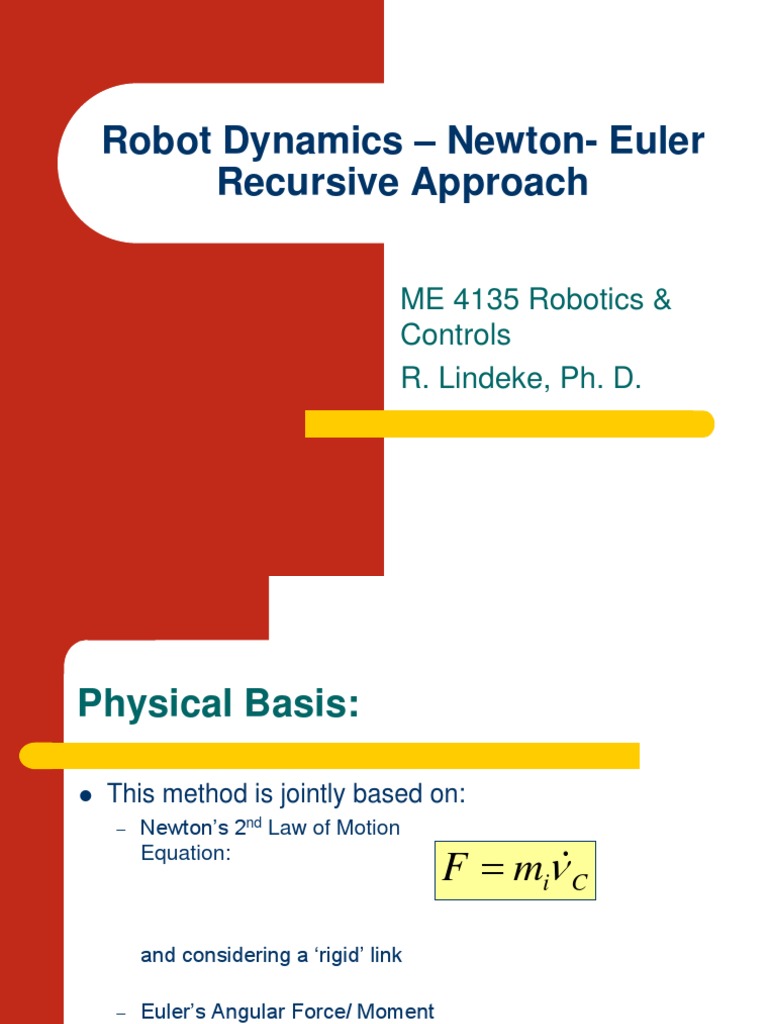 Robot Dynamics - Newton - Euler Recursive ApproachP3 | PDF | Acceleration | Velocity