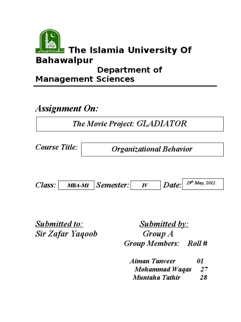 Assignments Cover Page