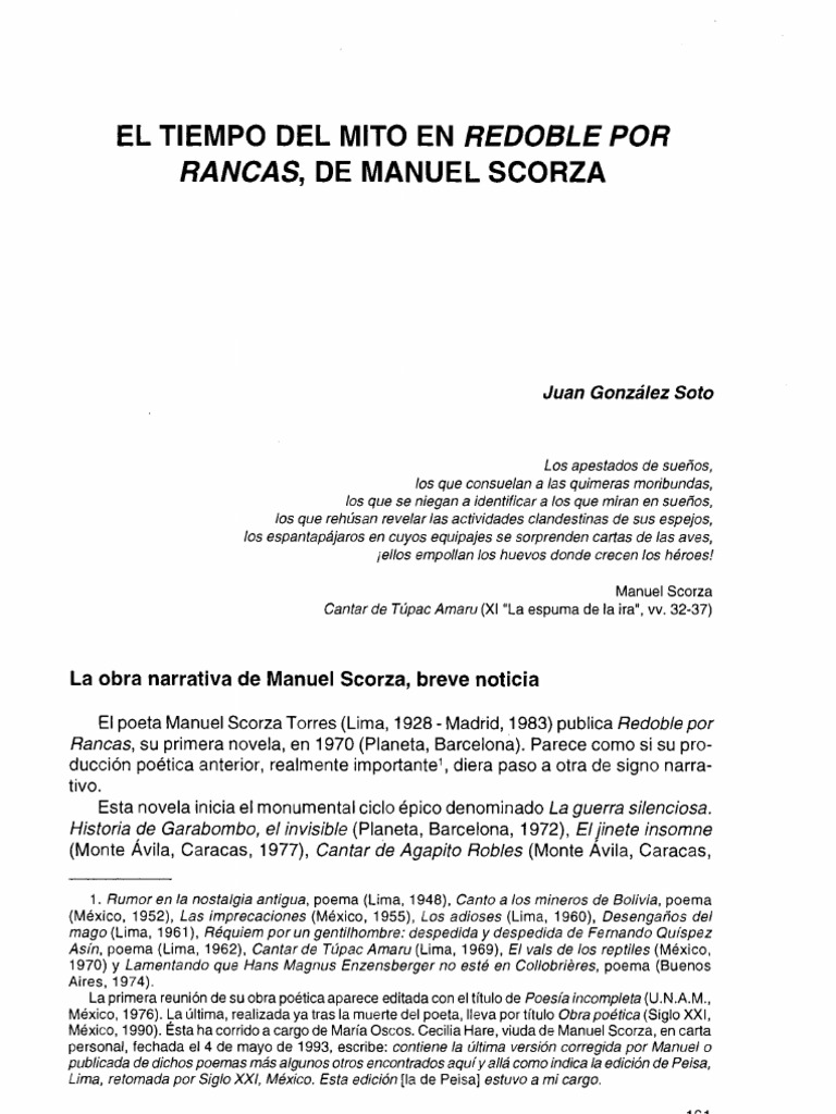 El Tiempo Del Mito en Redoble Por Rancas de Manuel Scorza | PDF | Perú