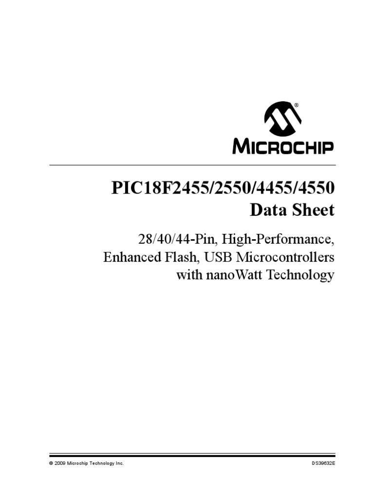 Pic18f4550 Datasheet Pdf Pic Microcontroller Microcontroller