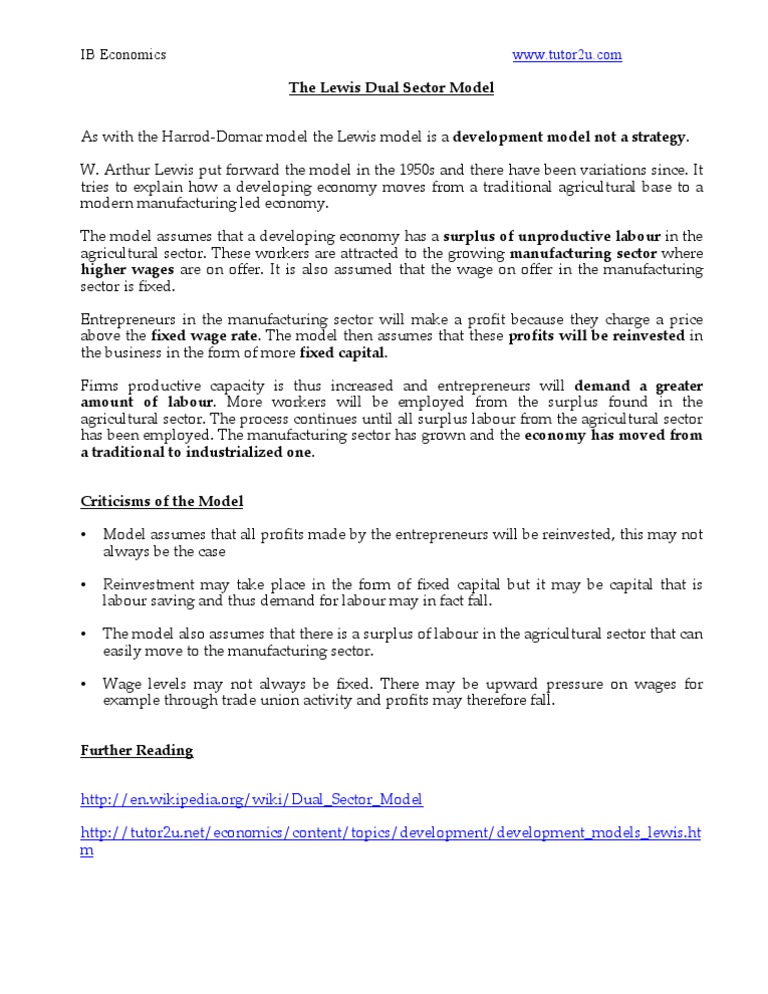 The Lewis Dual Sector Model | PDF