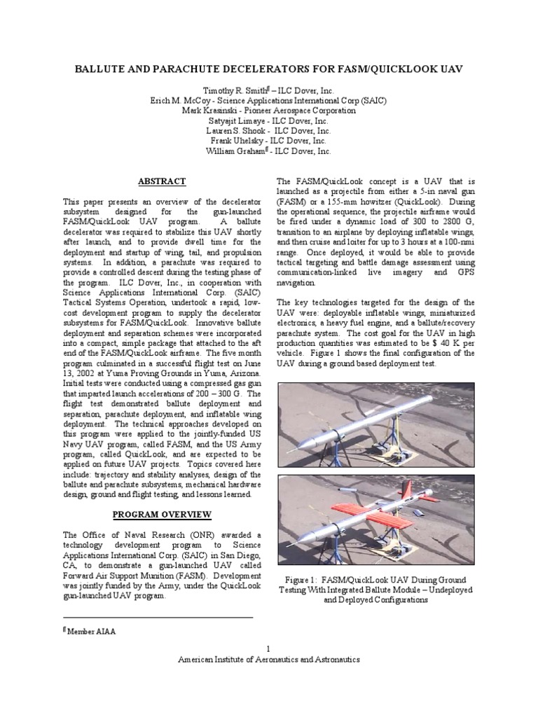 Ballute & Parachute Systems for UAV | PDF | Parachute | Gun