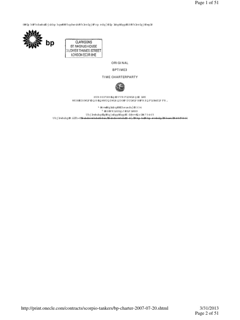 Charter Party BP Sample | PDF