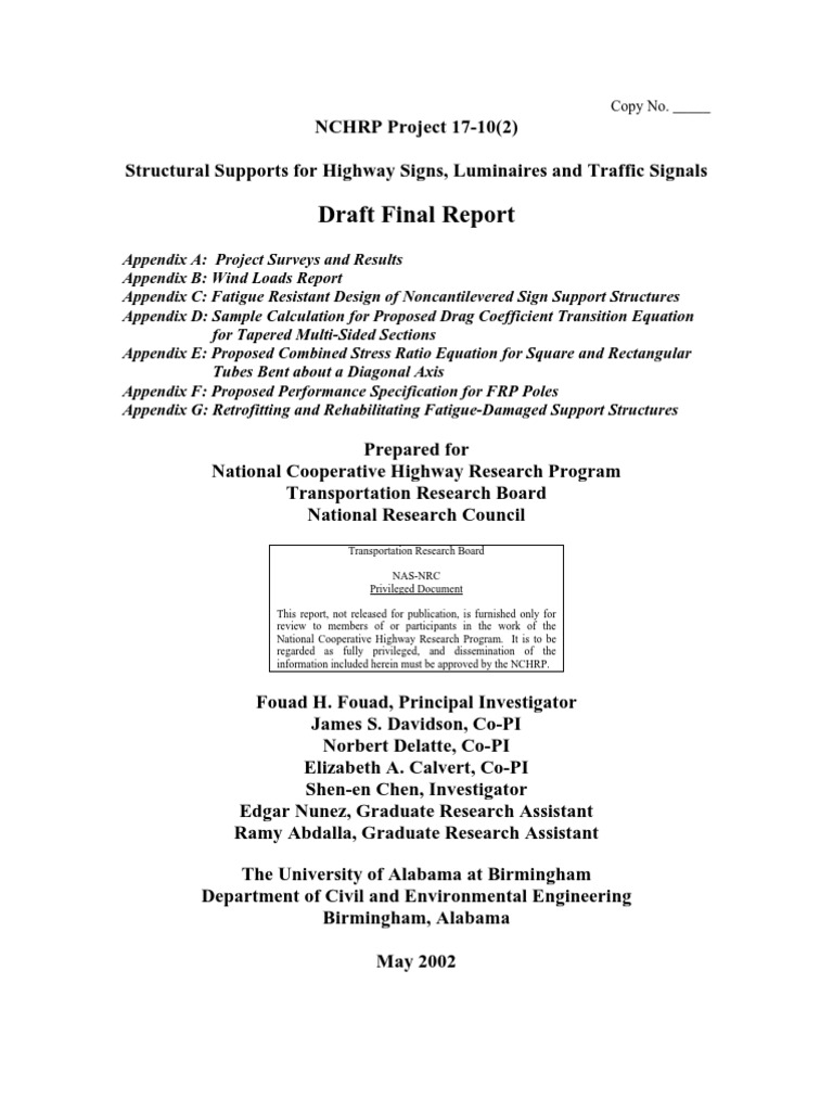 Highway Sign Support Structures Report | PDF | Specification (Technical ...