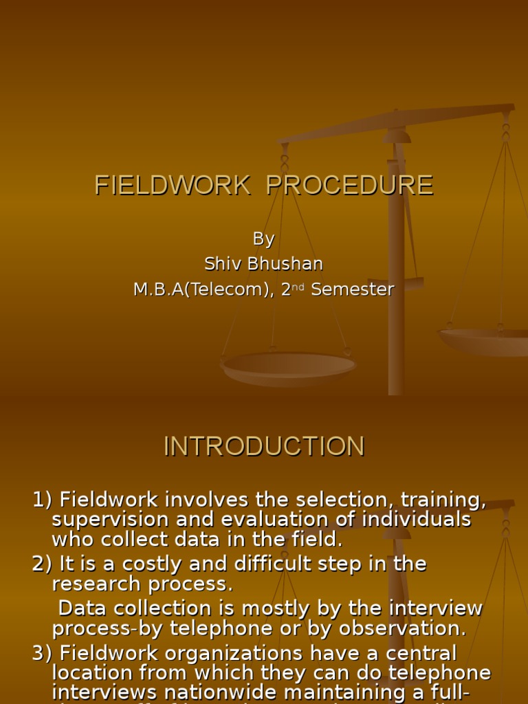Fieldwork Procedure | PDF | Field Research | Questionnaire