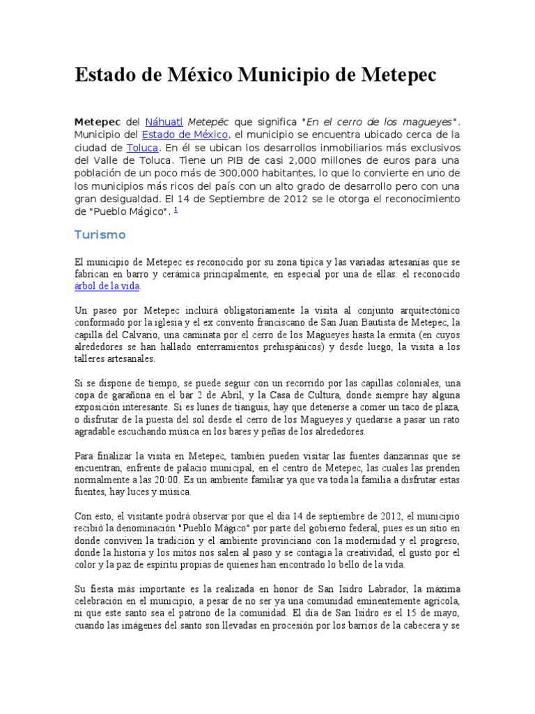 Historia Metepec EDO. MEX | PDF