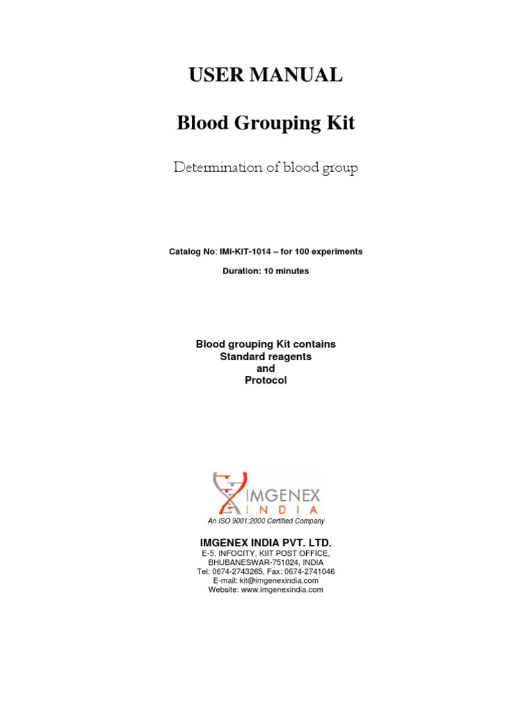 Blood Group Determination Kit | PDF | Blood Type | Animal Physiology
