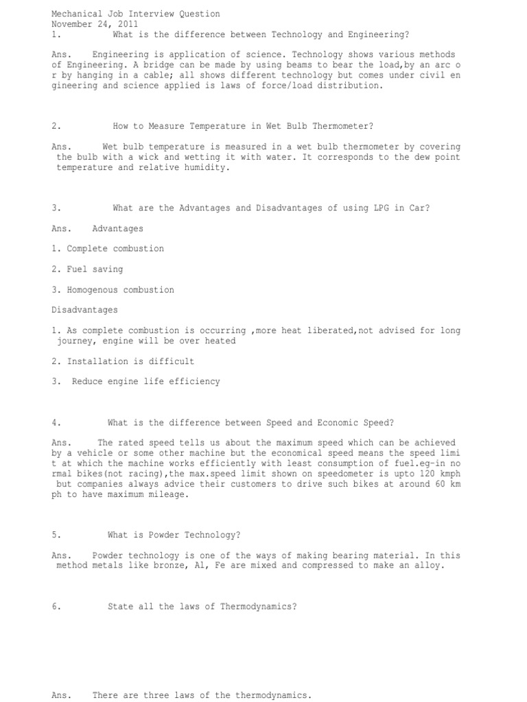 Interview Questions | PDF | Pump | Temperature