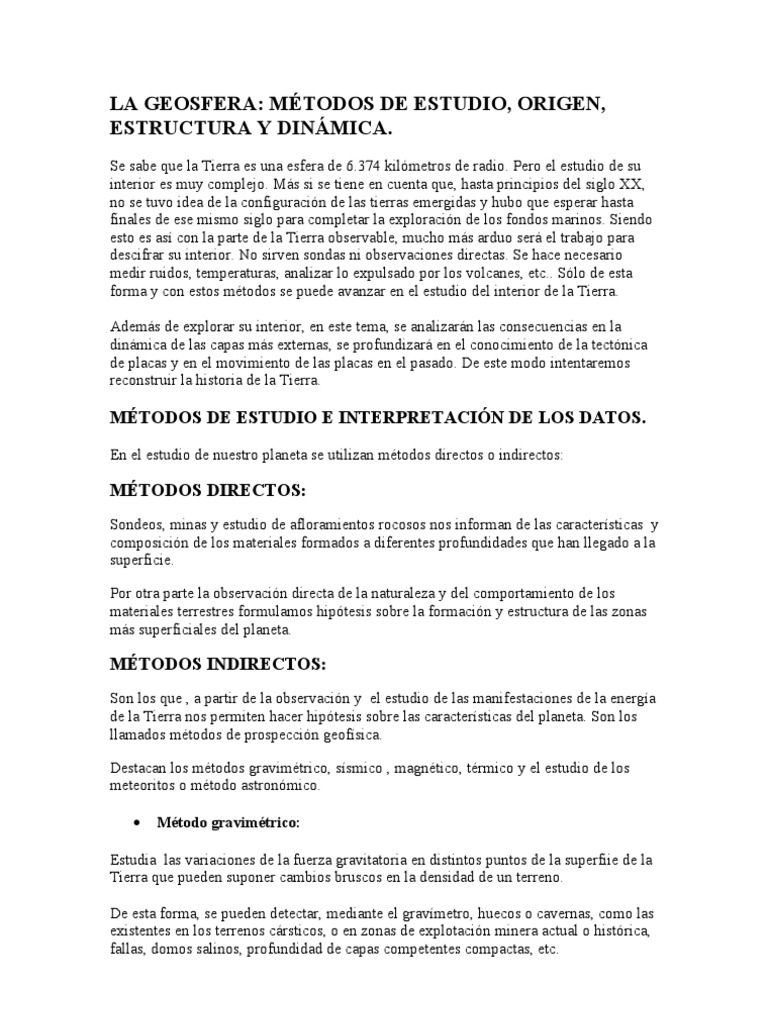 Metodos de Estudios de La Geosfera | PDF | Temblores | Manto (geología)