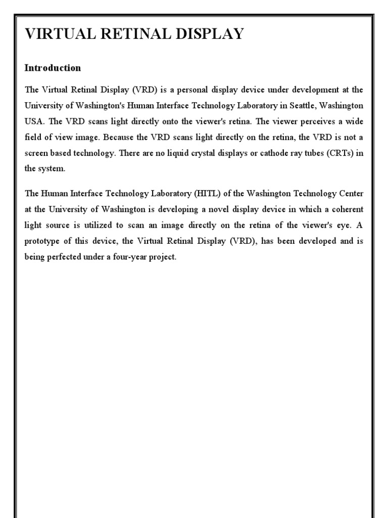 Virtual Retinal Display Full Seminar Report | PDF