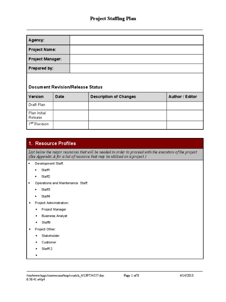 Staffing Plan | PDF | Stakeholder (Corporate) | Business Process