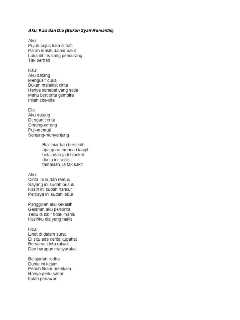 AKu, Kau Dan Dia (Bukan Syair Romantis) | PDF | Puisi