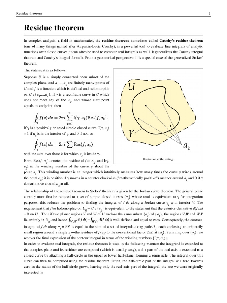 Residue Theorem Pdf Mathematical Relations Theoretical Physics