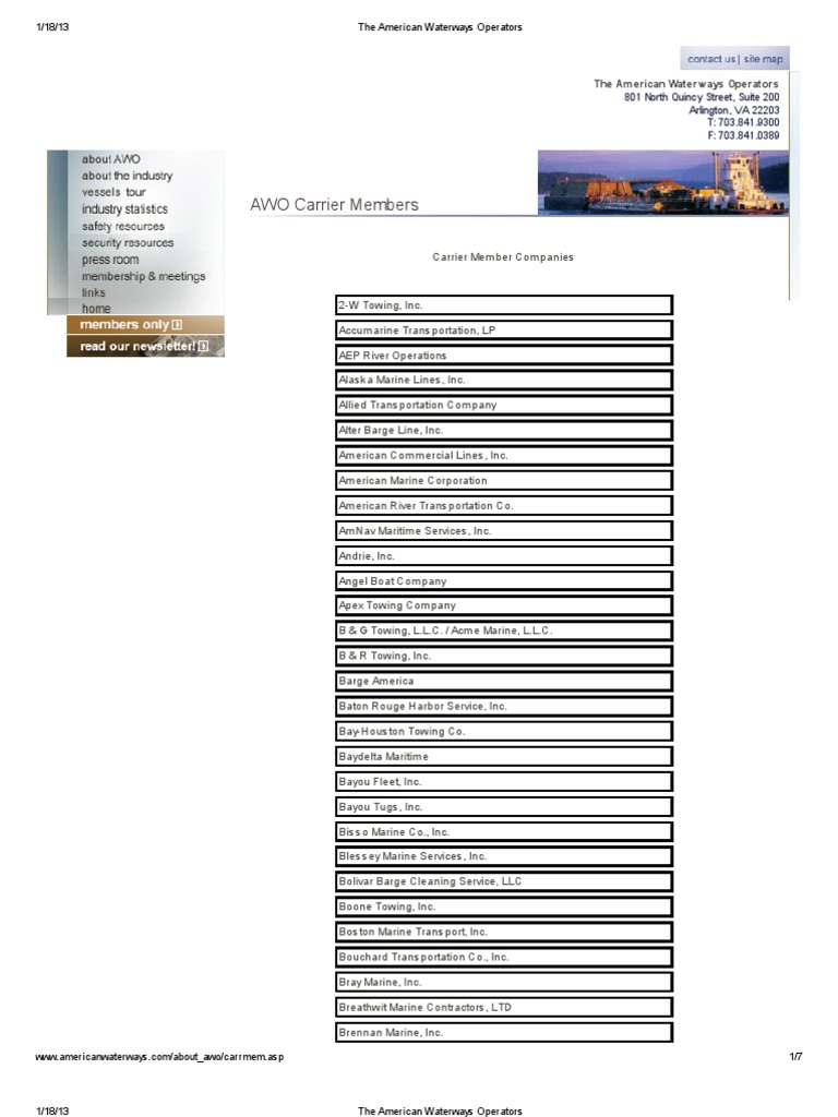 The American Waterways Operators | PDF | Barge | Water Transport