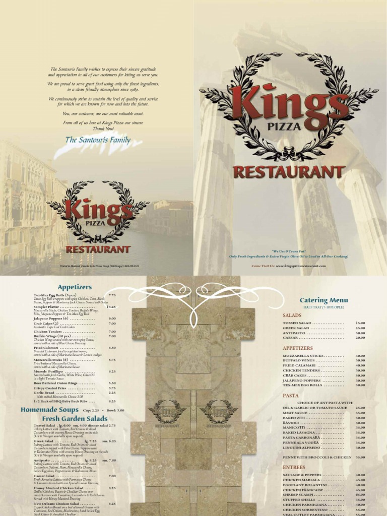 King's Pizza Menu | PDF | Hamburgers | Salad
