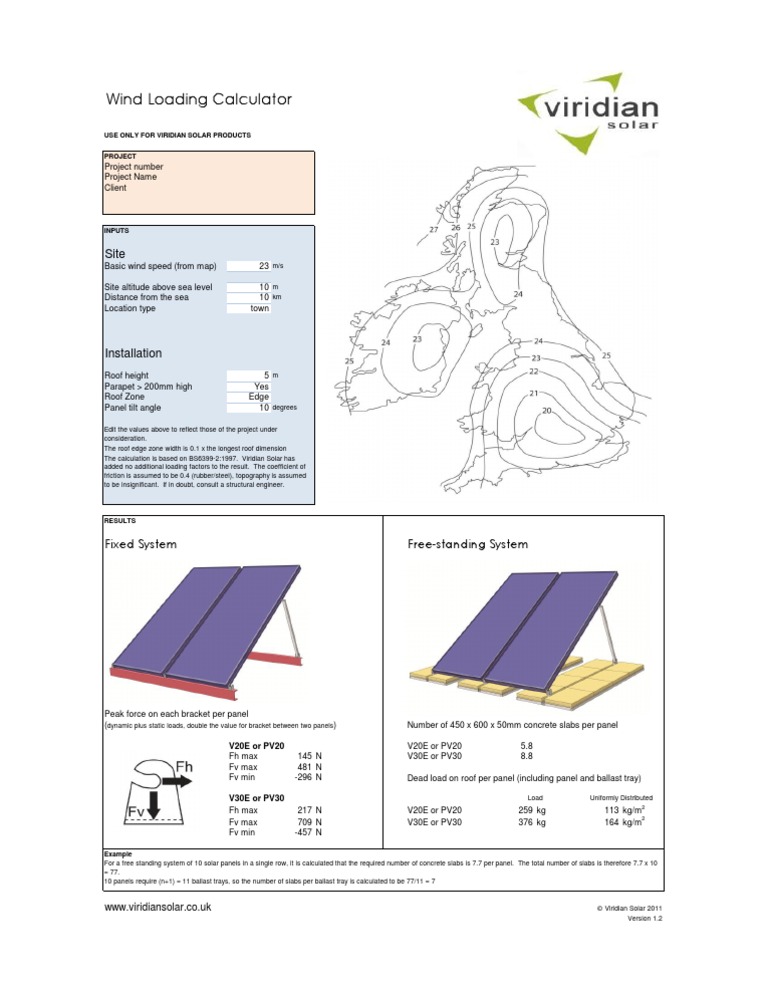 Viridian Solar Wind Load Calculator | PDF | Home & Garden | Computers