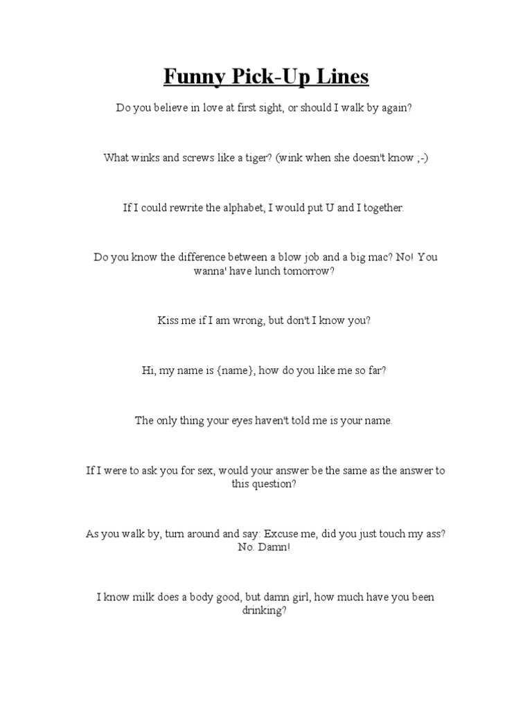 Funny Sexual Pick Up Lines