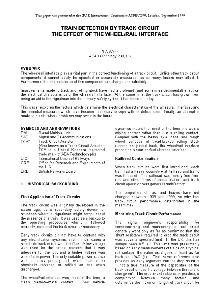 Train Detection via Track Circuit Analysis | PDF | Track (Rail ...