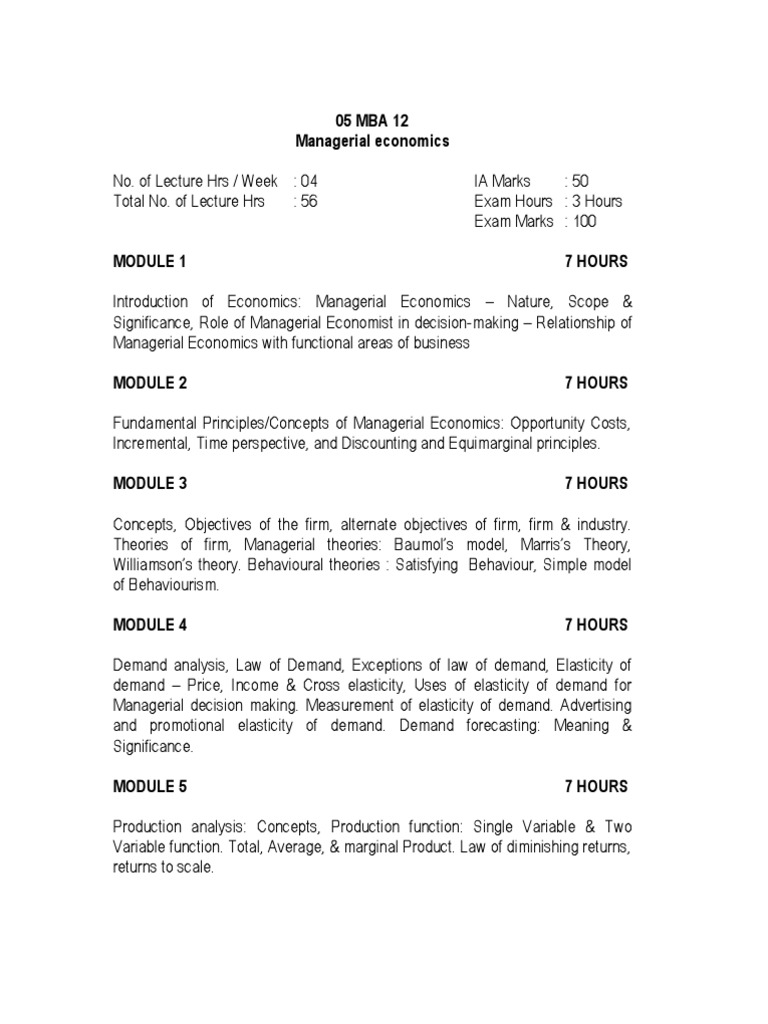 Managerial Economics | PDF | Demand | Production Function