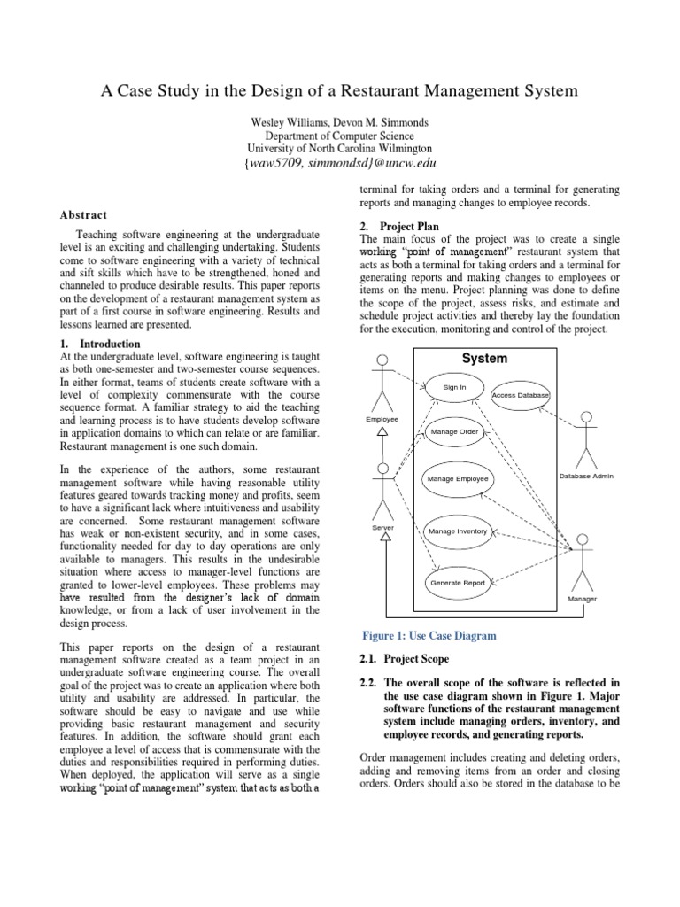 Restaurant Management System Design | PDF | Menu | Databases