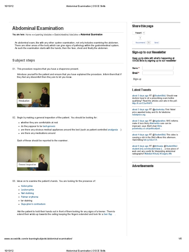 Abdominal Examination _ OSCE Skills | Abdomen | Health Sciences | Free ...