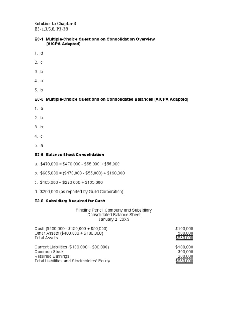 Chapter 3 Consolidation Solutions Guide | PDF