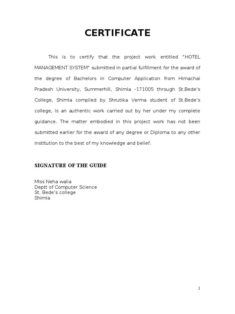 Certificate: Signature of The Guide | PDF