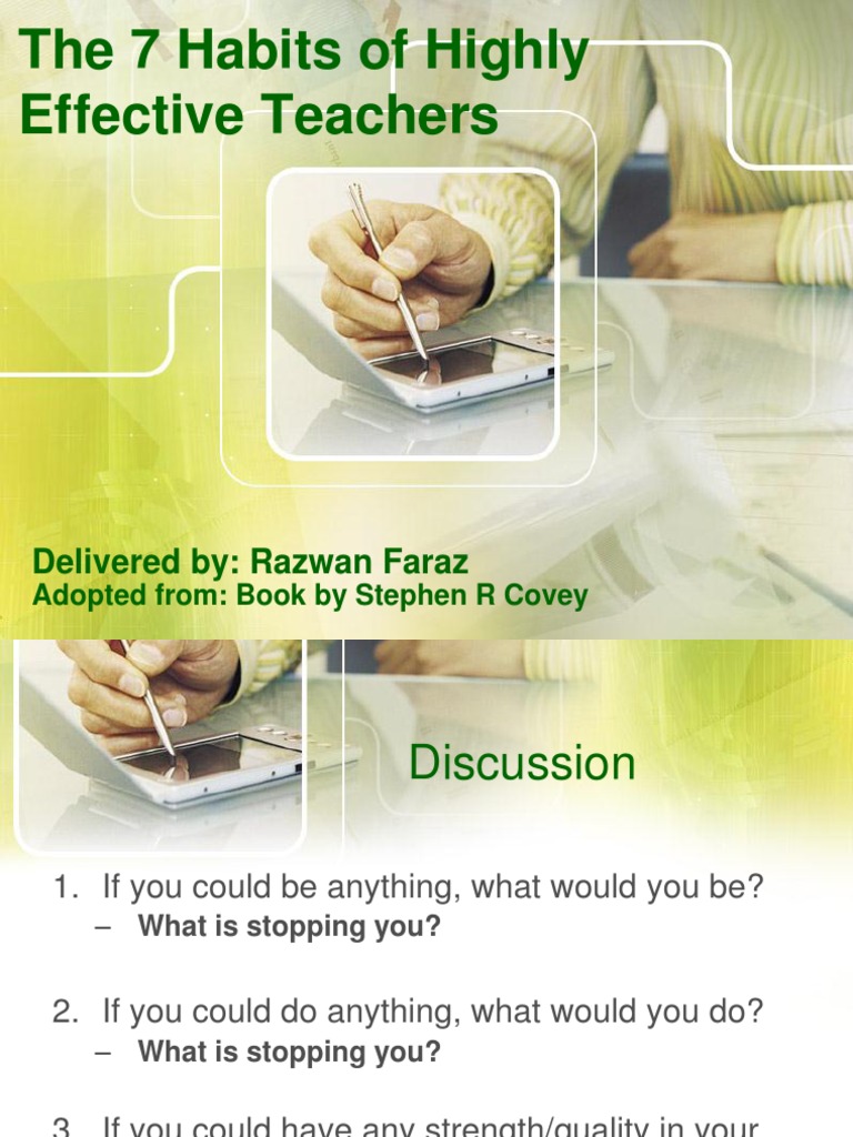 7 Habits of Highly Effective Teachers - AMS Conf 7-03-09 | PDF | Time ...