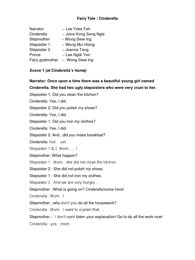 Cinderella Play Script | Cinderella | Leisure