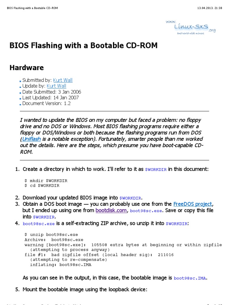 BIOS Flashing With A Bootable CD-ROM | PDF | Zip (File Format) | Bios