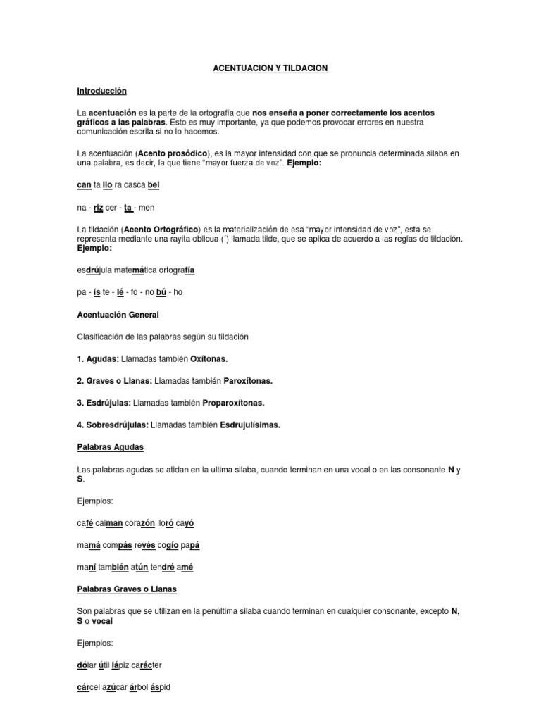 Reglas de Acentuación y Tildación | PDF | Palabra | Adjetivo