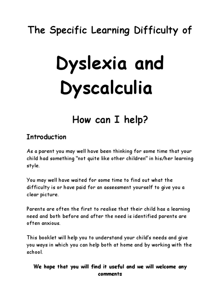 Dyslexia Booklet | PDF | Dyslexia | Learning Disability