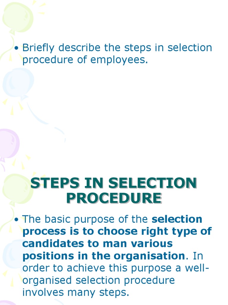 Steps in Selection Procedure | PDF | Physical Examination | Test ...