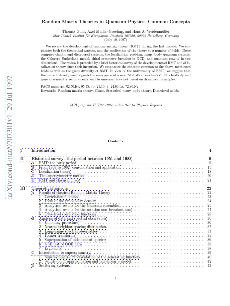 Random Matrix Theories in Quantum Physics | PDF | Atomic Nucleus | Neutron