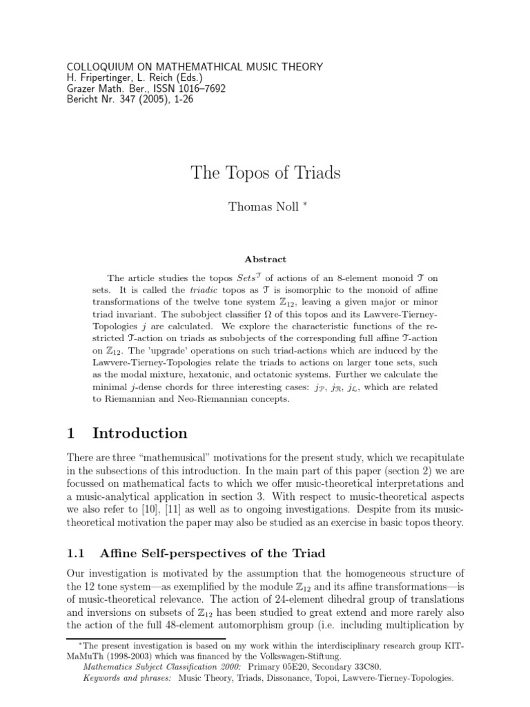 NOLL, Thomas - The Topos of Triads | PDF | Interval (Music) | Chord (Music)