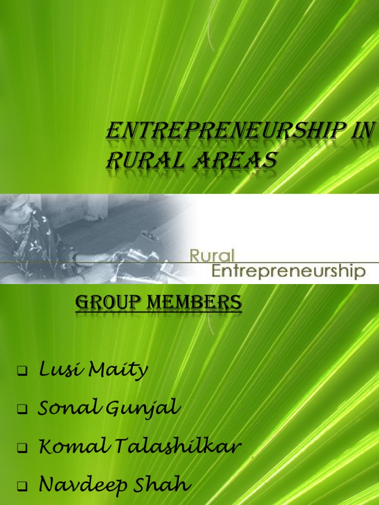 Rural Entrepreneurship | PDF | Rural Area | Entrepreneurship