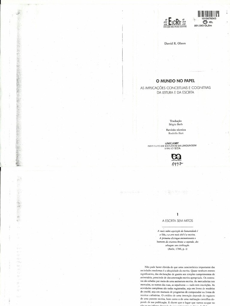 A Escrita Sem Mitos (In ''O Mundo No Papel - As Implicações Conceituais ...
