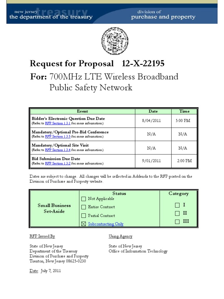 Lte RFP PDF | PDF | Request For Proposal | National Telecommunications ...