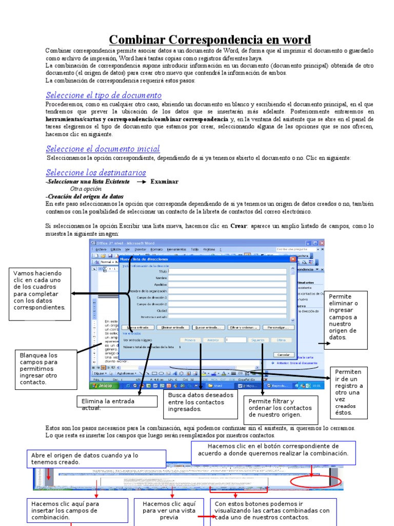 Pasos para Combinar Correspondencia en Word | PDF | Point and Click ...