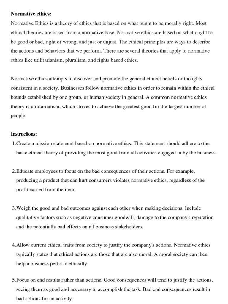 Normative Ethics | PDF