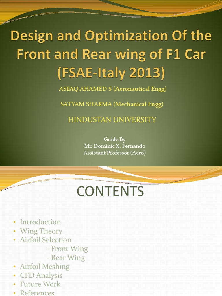 Computational Fluid Dynamics Analysis of Front and Rear Wing Airfoil ...