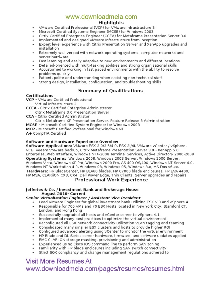 VMware Certified Professional Resume | PDF | Group Policy | Microsoft ...