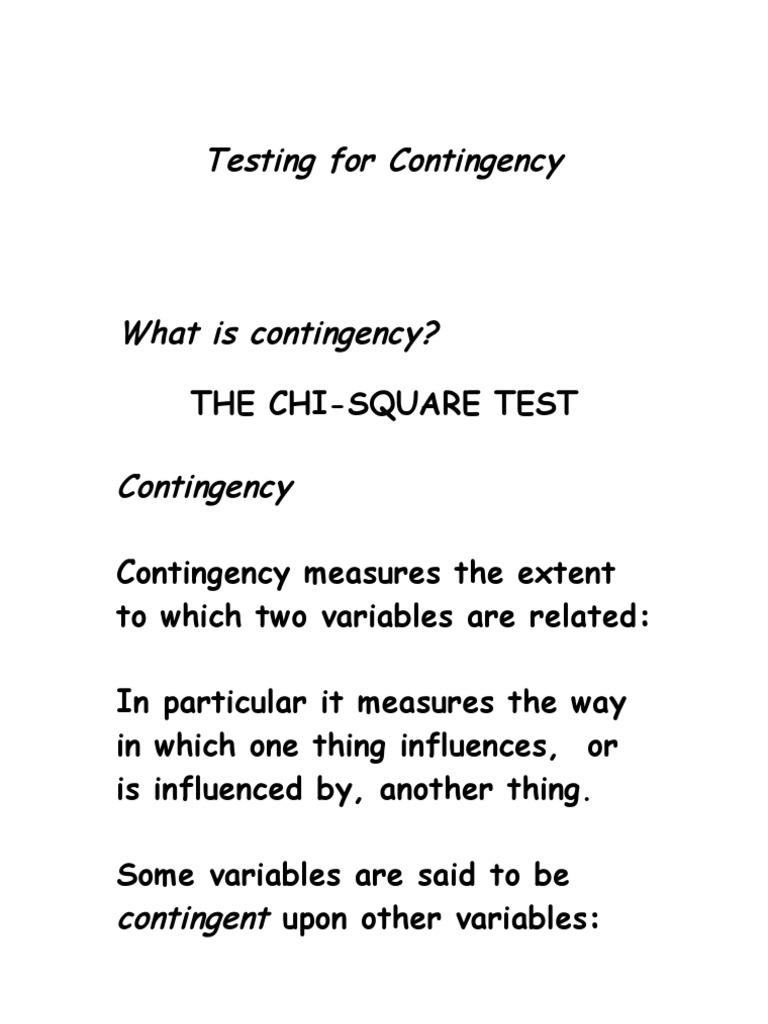 Testing For Contingency: The Chi-Square Test | PDF | Chi Squared ...
